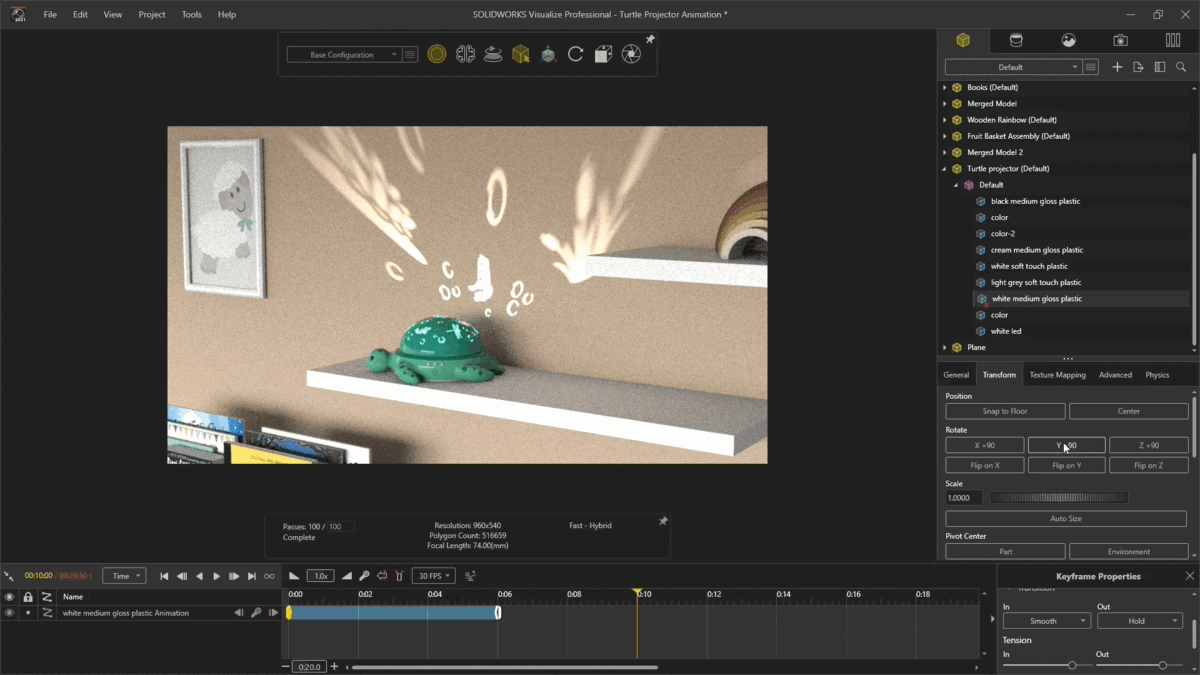 Turtle Projector Animation: SOLIDWORKS Visualize